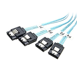 chenyang CY Slim Line SAS 4.0 SFF-8654 4i 38 Pin Host to 4 SATA 7 Pin Target Hard Disk Fanout Raid Cable 50cm