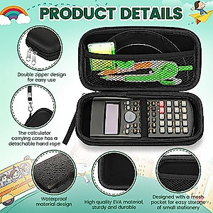 Hoteam 10 Pcs Scientific Calculator Case Graphing Calculator Case for Hard Travel Protective Case 7.3'' x 3.5'' Calculator Storage Holder Organizer with Mesh Pocket for Students, Worker (Black)