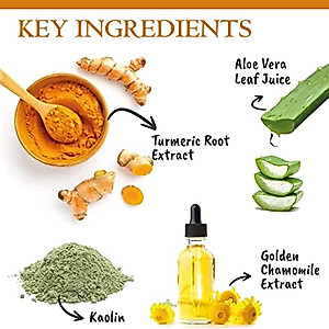 Vitalysin Turmeric Vitamin C Clay Mask with Aloe Vera and Vitamin E - Fades Dark Spots, Evens Skin Tone, Invigorates and Brightens Dull Skin