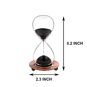 SuLiao Magnetic Hourglass 5 Minute Sand Timer: Large Sand Clock Five Minute with Black Magnet Iron Powder & Metal Base, Sand Watch 5 Min, Hour Glass Sandglass for Office Desk Home Decorative