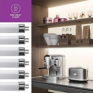 KOR (Pack of 6) F8T5/CW - T5 Fluorescent 4100K Cool White - 8 Watt - 12" Super Long Life Light Bulbs