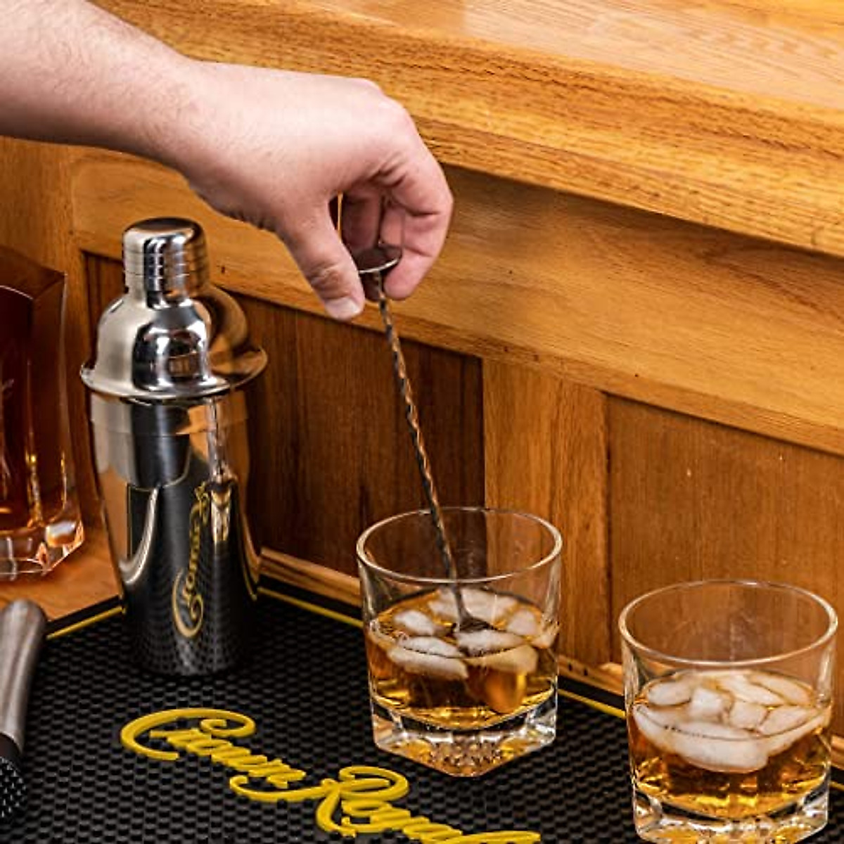 Crown Royal Bar and Spill Mat | Canadian Whiskey Rubber Bar Mat for Drips with Crown Royal Logo | Professional Non-Slip Bar Service Mat, 18 x 12” Compatible