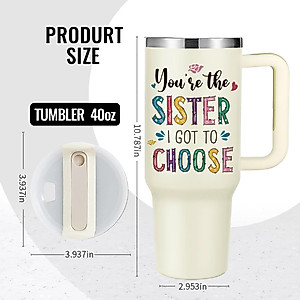Rimasol Sister Tumbler Sister Gifts for Women You Are The Sister I Got to Choose 40oz Tumbler with Handle Christmas Birthday Gift for Soul Sister Friendship Gifts for Woman Sisters Gifts from Sister