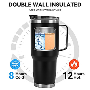 HASLE OUTFITTERS 30oz Tumbler With Handle, Insulated Travel Coffee Mug With Straw Leak-Proof Double Wall Stainless Steel Vacuum Tumblers Metal Cup with Straw for Hot and Cold Drink