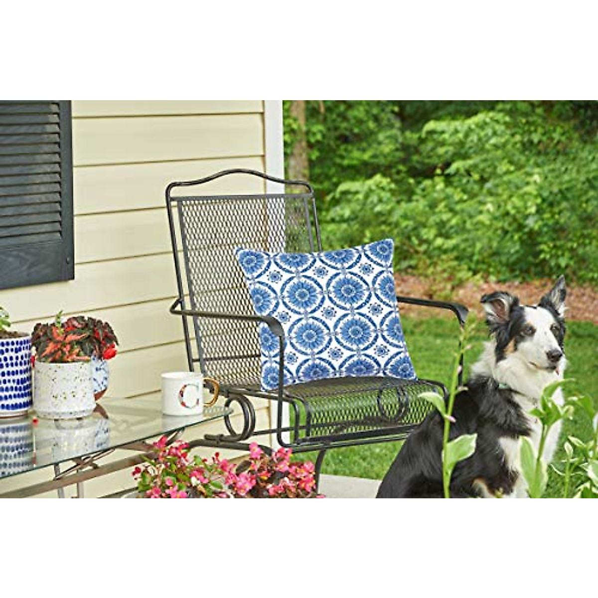 C&F Home Colonial Williamsburg Delft Garden Blue & White Geometric Premium Indoor/Outdoor Pillow Decor Decoration Accent Throw Pillow 18" x 18" Blue