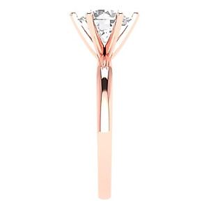 Clara Pucci 2 ct Round Cut Genuine Lab Grown Diamond VS1-VS2 G-H 14K Rose Gold Solitaire Bridal Wedding Engagement Designer Ring size 6.5