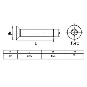 uxcell M2x4mm 304 Stainless Steel Flat Head Torx Anti Theft Machine Screws 100pcs