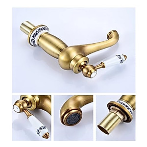 Basin Bath Faucet European Retro Single Handle Antique Bronze for Cold and Hot Water Sink Mixer Tap Mixer(ORB A)