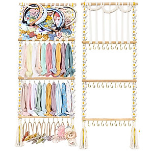 jontell Boho Nursery Storage Plushie Net Holder and Bow Hanging Holder Over Door