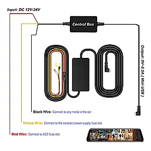 JOMISE G840/G860/D530 Dash Cam Hardwire Kit for 24H Parking Monitor/Time-Lapse Recording, 11.5ft Mini USB Hard Wire Kit for Dashcam Converts 12V-24V to 5V/2.5A w/Fuse Kit and Installation Tool