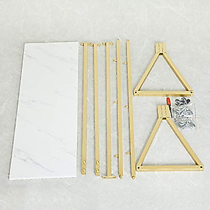 FURVOKIA Modern Simple Heavy Duty Metal Rolling Garment Rack with Wheels,Retail Display Clothing Rack with Wood, Single Rod Floor-Standing Hangers Clothes Shelves (Gold, 47.2 L)