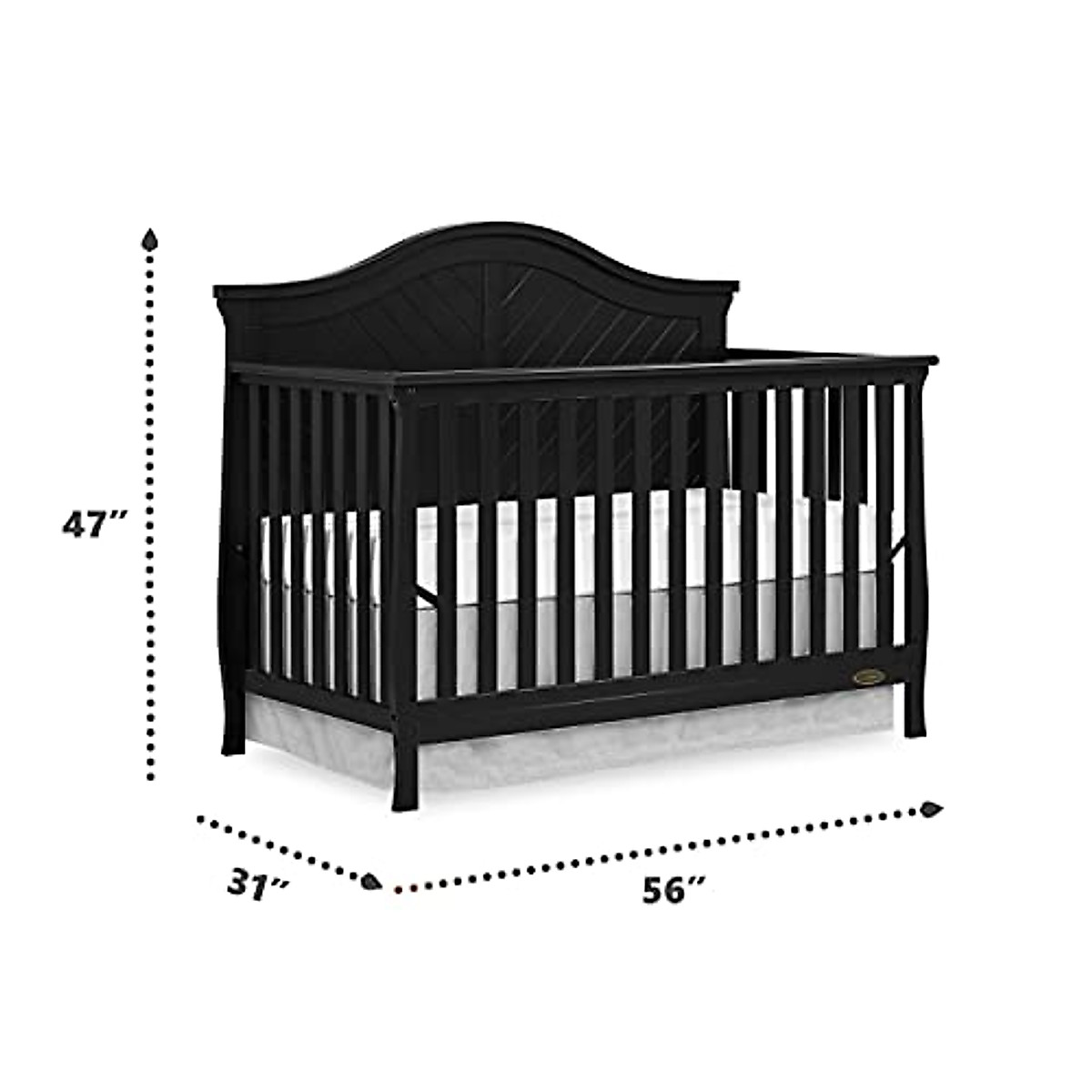 Dream On Me Kaylin 5-in-1 Convertible Crib in Black, Greenguard Gold Certified , 56x31x47 Inch (Pack of 1)