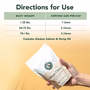 Veterinary Naturals Hemp Oil & Salmon Oil Chews for Dogs - Support HIPS & Joint - Best Source of Omega 3 - Fish Oil for Dog’s Shiny Coat & Itch Free Skin - 60 Soft Chew Dog Joint Supplements