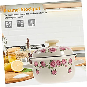 DOITOOL 1pc Amphora Enamel Pot Casserole Dish with Lid Korean Grill Pan Stovetop Grill Pan Candle Melting Pot Ramen Pot Ceramic Stew Pot Soup Stew Pot Home Soup Pot Kitchen Supplies Food