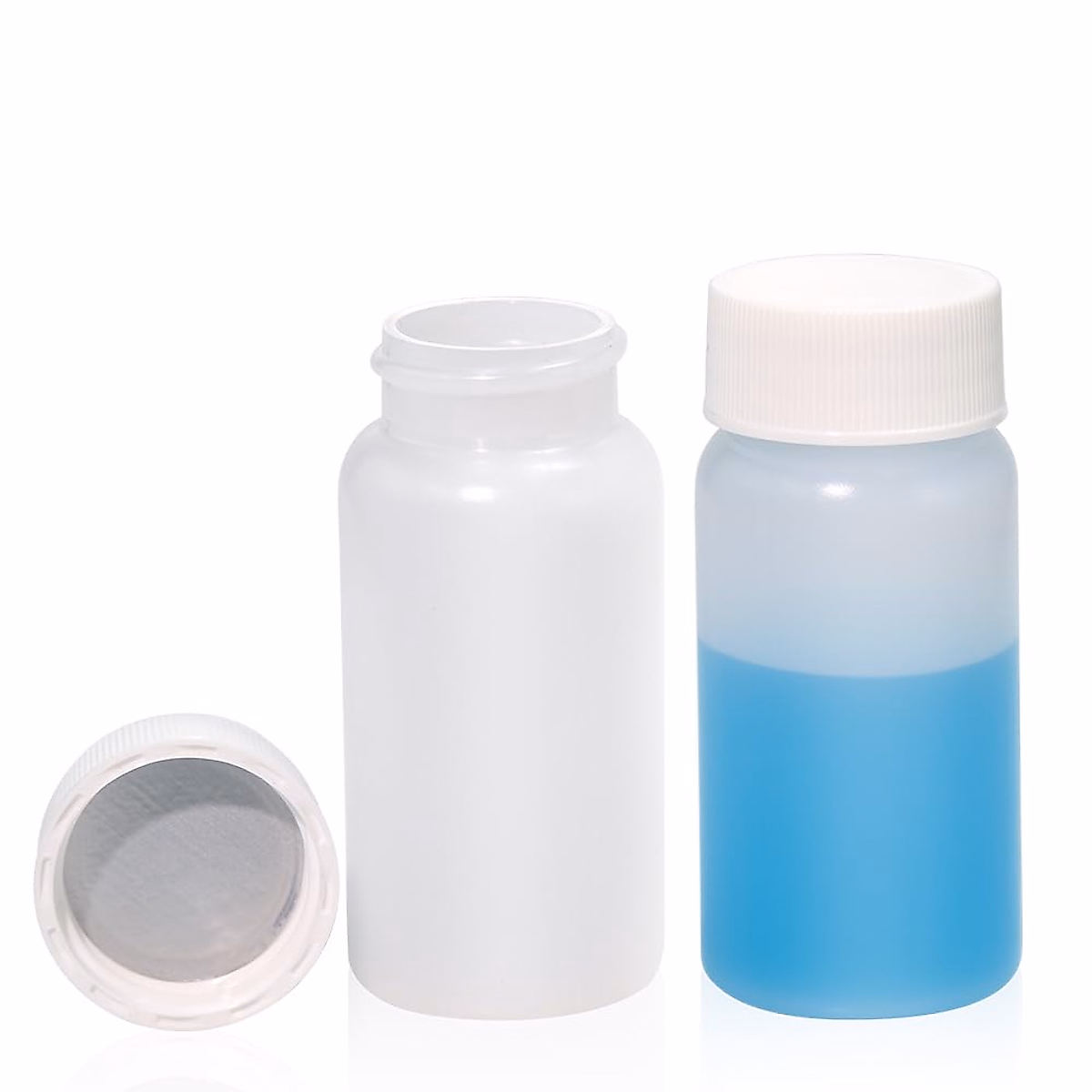 ALWSCI 20 ml HDPE Scintillation Vials, Liquid Sample Scintillation Counting Vials, 22-400 White Screw Cap, Silver Aluminum Foil Liner, 100 PCS