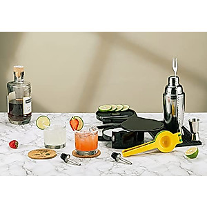 USEEKRIL Margarita Cocktail Kit - Set of Rocks Glasses | Stainless Cocktail Shaker | Jigger|Bar Spoon|Citrus Squeezer | Coasters | Pourers | Cocktail Picks | Accessories to Craft Margaritas at Home!