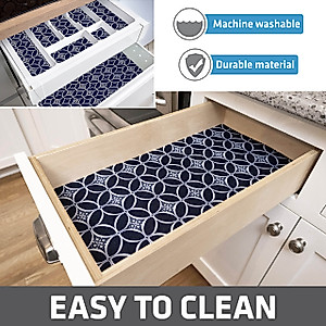 Drymate Premium Luxury Shelf & Drawer Liner, Thick Cushioned Fabric, Non-Adhesive, Absorbent, Waterproof, Slip-Resistant, Liners for Kitchen Cabinets, Cupboards (USA Made)(12”x59”)(2-Pack)(Indigo)
