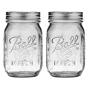 Mason Jar-16 oz. Ball Clear Glass Regular Mouth Pack of 2 - Heritage Collection Set of 2…