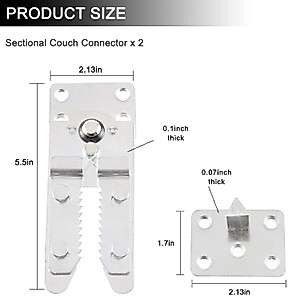 DEEPDREAM 2 Pack Sectional Couch Connectors Metal Couch Clips Sofa Connector Interlocking Furniture Connector with 24 Screws