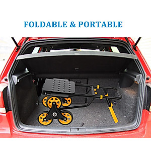 Mstge Stair Climbing Hand Truck, 2 in 1 Stair Climber Dolly Heavy Duty, 350 Lbs Capacity Stair Trolley Cart with 6 Rubber Wheels and Elastic Rope