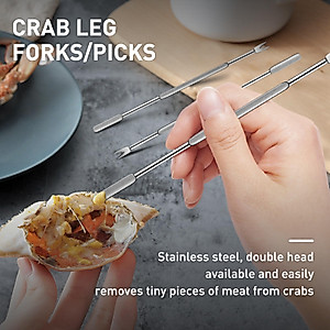 CasaCulina 10 Pcs Seafood Tools Set Includes Crab Lobster Crackers, Stainless Steel Crab Forks/Picks, Lobster Shellers and Seafood Scissors, Nut Cracker Set for Crab Leg Crackers Tool