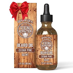 Viking Revolution Cedar and Pine Beard Oil for Men - Natural Argan and Jojoba Beard Softener, Conditioner for Strengthening and Moisturizing (1 Pack)