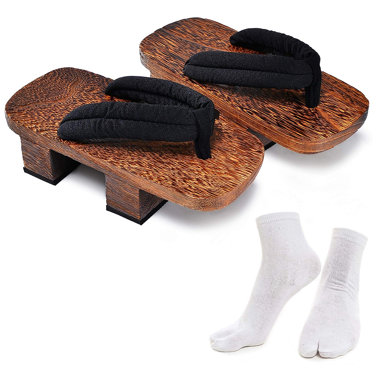 Japanese Wooden Clogs Sandals Japan Traditional Shoes Geta With Tabi Socks (US 10/27.5cm)