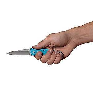 Kershaw Leek, Teal Pocket Knife (1660TEAL); 3” Bead-Blasted High-Performance Sandvik 14C28N Steel Blade, Teal Anodized Aluminum Handle, SpeedSafe Assisted Opening, Liner Lock, Tip-Lock Slider; 2.4 OZ
