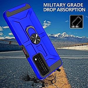 T-Mobile Revvl V+ 5G Cover, Revvl V+ 5G Case with [3X Tempered Glass Screen Protector], Built-in Ring Kickstand and Magnetic Car Mount Shockproof Dropproof Armor Case for TCL REVVL V+ 5G - Klein Blue