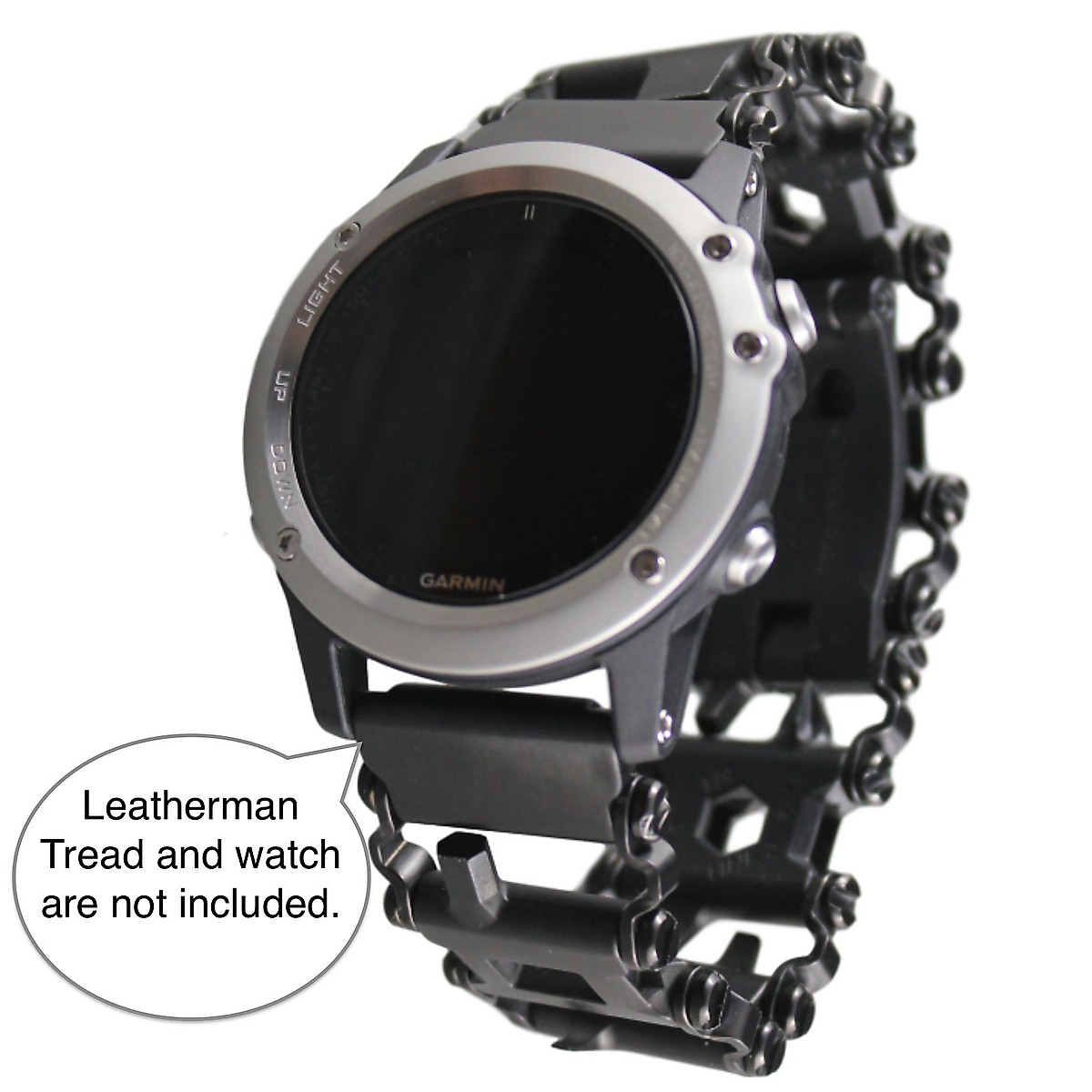 Link- watch adapter compatible with LEATHERMAN TREAD - Black (Lug size 26mm, Black, TREAD)