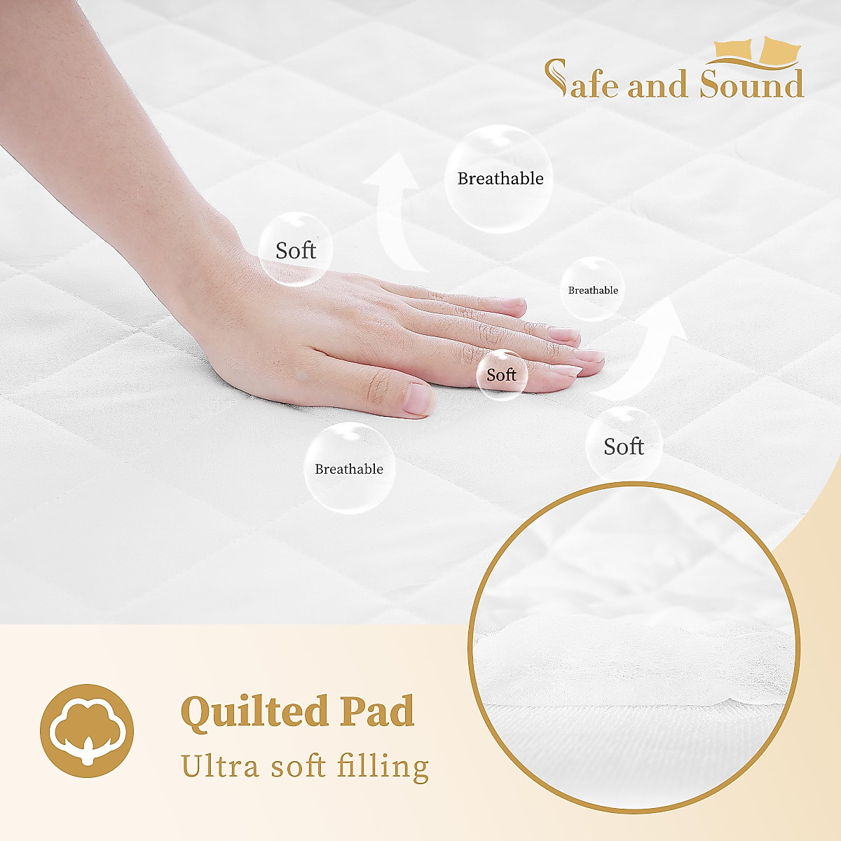 Quilted Fitted Twin XL Mattress Pad Cover, Waterproof Mattress Protector, Deep Pocket Elastic Fits Up to 18'', Breathable Soft Alternative Filling Mattress Pad