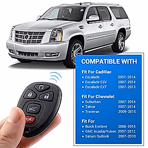 Pilida Car Key Fob Keyless Entry Remote Compatible with 2007-2015 Chevy Tahoe Traverse Suburban GMC Acadia Yukon Buick Cadillac Replacement 5 Button OUC60270 15913415 2 Pack