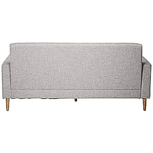 GDFStudio Christopher Knight Home Sawyer Mid-Century Modern Fabric 3-Seater Sofa, Light Grey Tweed / Natural