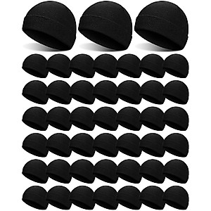 Tarpop 48 Pcs Winter Beanies Bulk Unisex Warm Skull Cap Elastic Knitted Beanie Hats for Men Women Gifts (Black)