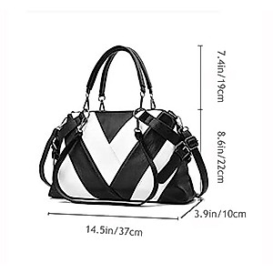 YAQUNICER Women Large-capacity Soft Synthetic PU Leather Portable Shoulder Top-Handle Handbags Tote Hobo Clutches-Black