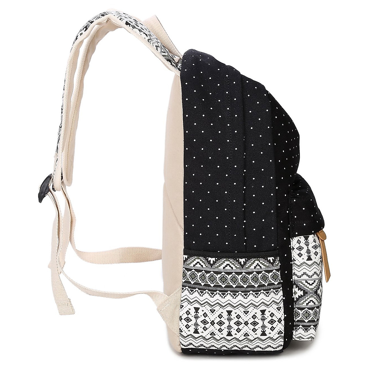 goldwheat Canvas Print Backpack Cute Teen Backpacks for Girls School Bag with Lunch Bag