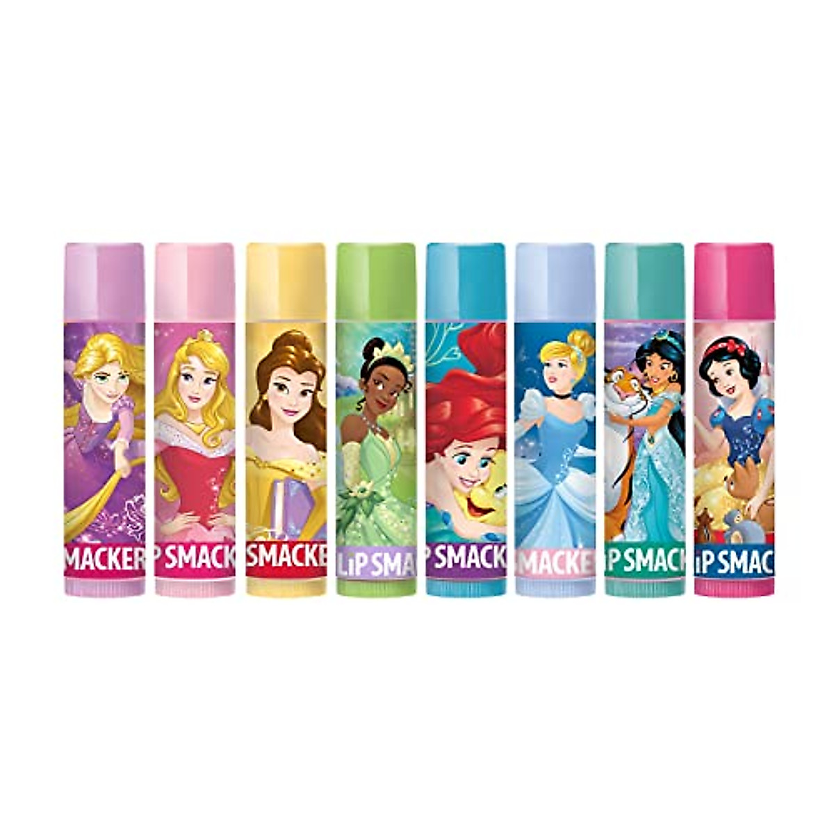 Lip Smacker Disney Princess Flavored Lip Balm Party Pack 8 Count, Clear, For Kids