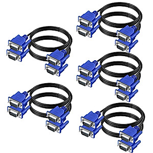 VGA to VGA Cable 10-Pack, 6FT VGA Monitor Cable, VGA Male to Male Cord 1080P Full HD High Resolution for Monitor TV Computer Projector-Blue