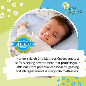 Harlow's Earth Protective Porta Crib Waterproof Mattress Cover, Waterproof, Safe Sleep Protection from Toxic Mattress Off Gassing, Impermeable Barrier Between Chemicals and Your Baby