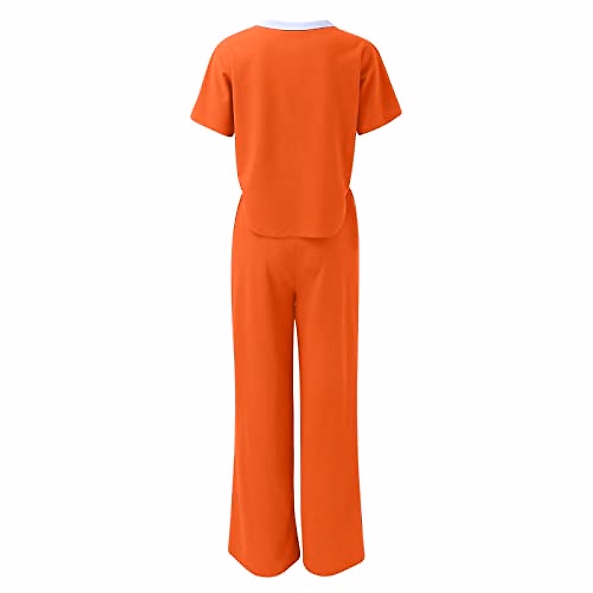 Spring and Summer Solid Color Short Sleeve Top Flare Pants Suit