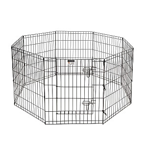 Dog Playpen - Foldable Metal Exercise Puppy Play Pen with 8 24x30in Panels - Indoor/Outdoor Pen with Door for Dogs, Cats or Small Animals by PETMAKER