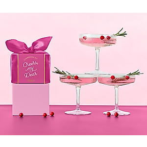 Pinch Provisions Champagne Kit, 11 Bartending & Mixology Essentials, Including Edible Glitter, Champagne Flutes, Bottle Stopper, Pre-Wrapped Bow Box, Perfect for Graduation's, Dinner Parties, or