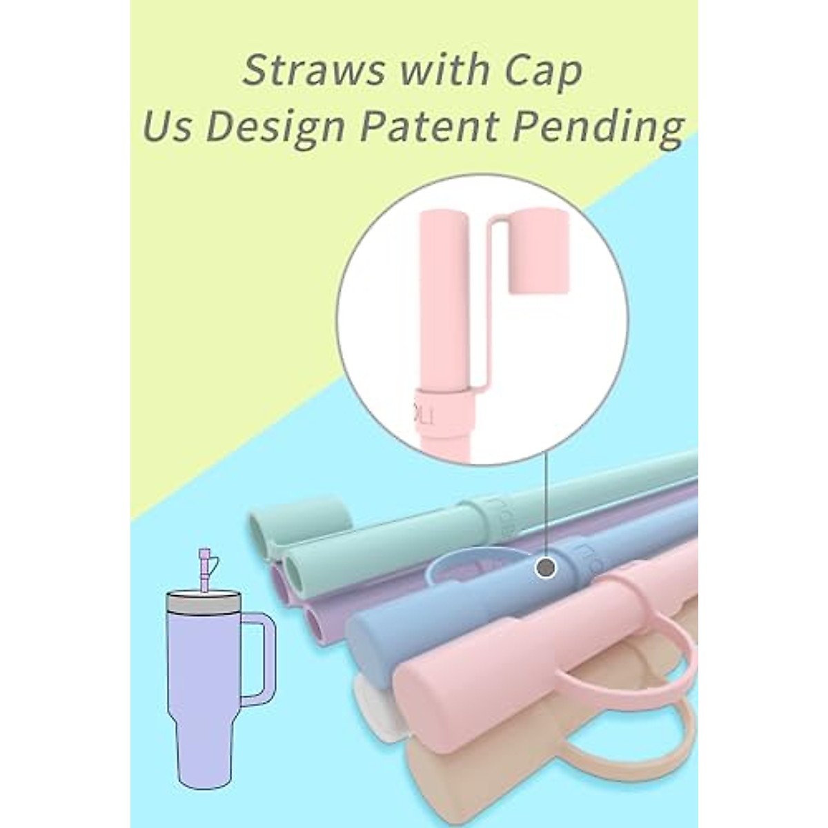 Doboli Replacement 12 inch Long Silicone Straw With Straw Cover,Compatible with Stanley Owala 40 oz 30 oz Cup Tumbler, 6 Pack Reusable Straw with Cleaning Brush,for Stanley Owala Tumbler Accessorie