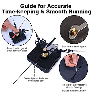 EMOON Clock Movement Mechanism with 3 Pack Clock Hands, Silent Sweep Quartz Clock Motor Kit, for Clock Repair DIY Replacement, Custom Clock