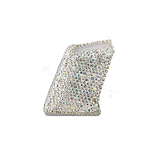TISHAA Business Card Holder Stand - Bling Name Cards Office Desk Desktop Table Top Organizer Luxury Display Pocket Case Accessories White Crystal Rhinestone Glitter