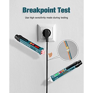Non-Contact Voltage Tester, Dual Range Voltage Tester AC 12V-1000V/48V-1000V, ENGiNDOT Live/Null Wire Tester, Electrical Tester with LCD Display, Buzzer & Light Alarm, Breakpoint Test (Blue)