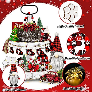 13 Pc Christmas Gnome Plush Tiered Tray Decor Set - Holiday Table Decorations for Home Kitchen Party