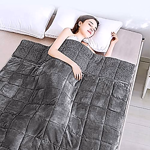 Zareas Adult Weighted Blanket Queen Size（20lbs 60"x80", Cozy Fleece Cooling Heavy Blanket with Premium Glass Beads, Grey