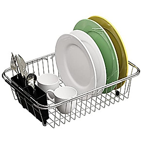 TESOT Adjustable Over Sink Dish Rack Stainless Steel Dish Drying Rack On Counter or in Sink, Rustproof