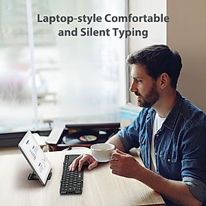 iClever Foldable Keyboard, BK08 Bluetooth Keyboard with Sensitive Touchpad, Multi Devices, Pocket-Sized Tri-Folding Portable Keyboard for iPad, iPhone, Smartphone, Laptop and Table